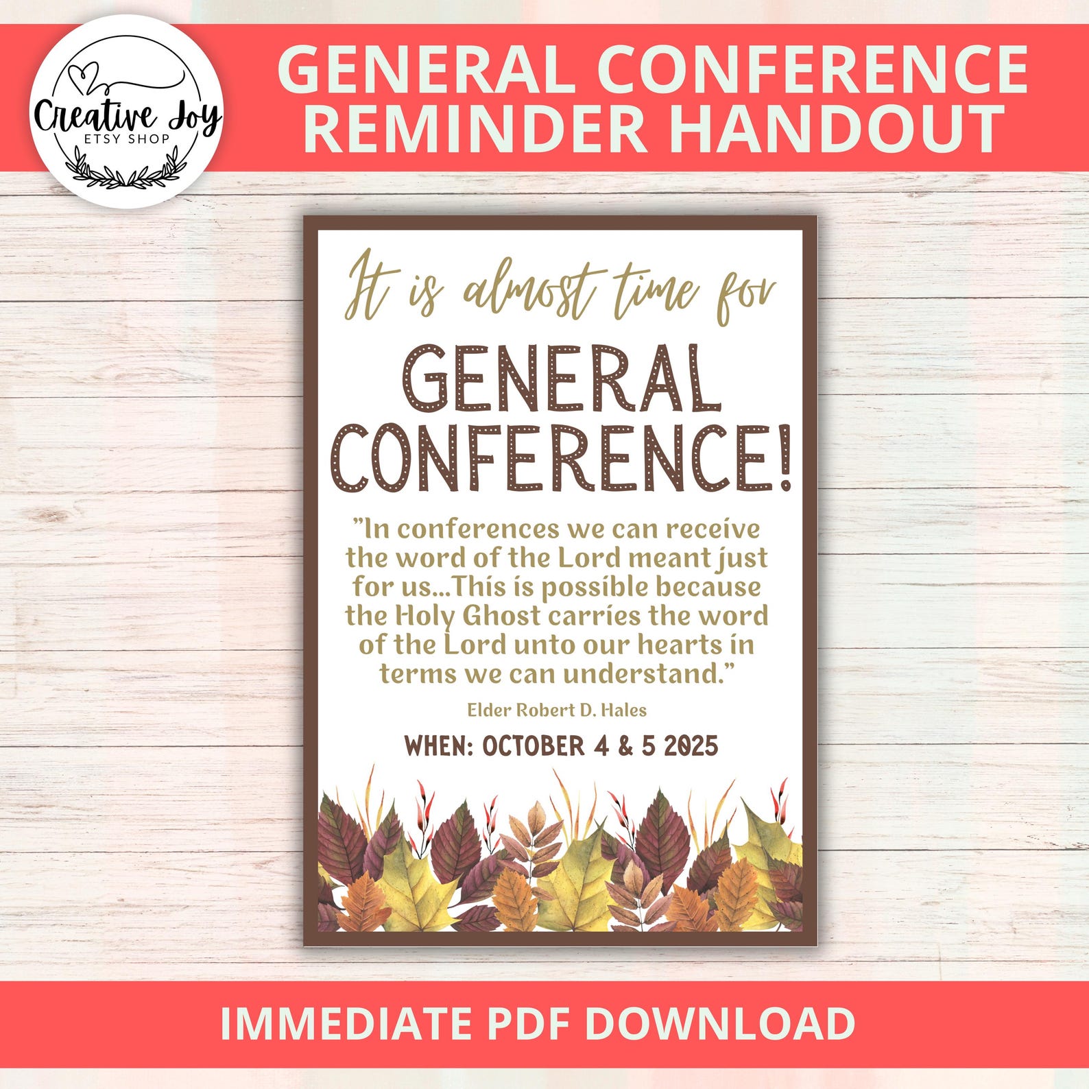 LDS General Conference Reminder Handout October 2025 | Set of 4 ...