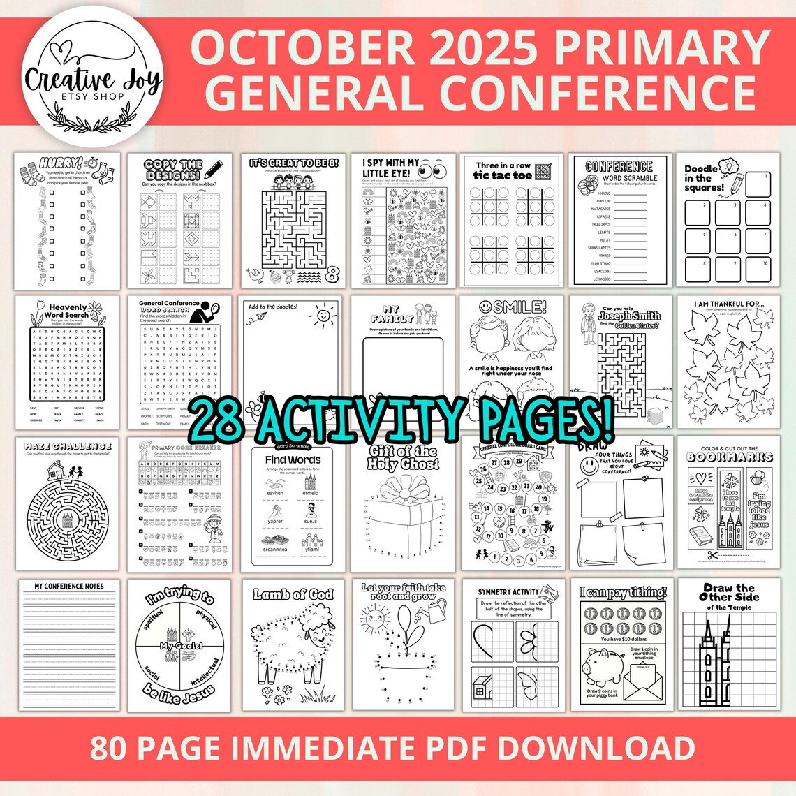 Primary LDS General Conference Packet October Fall | 80 Fun Activities ...