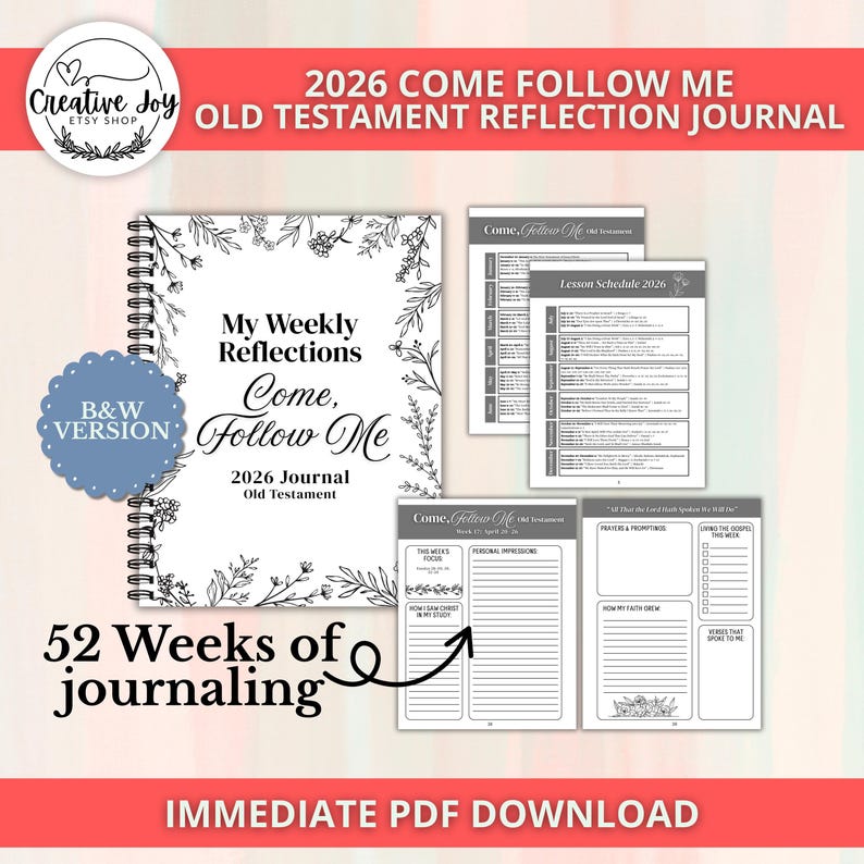 2026 Come Follow Me Old Testament Reflection Journal | 52 Week ...
