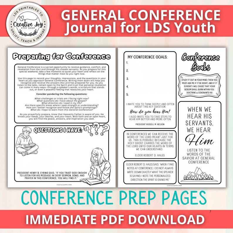 April 2026 LDS Youth General Conference Printable Packet for Teens ...