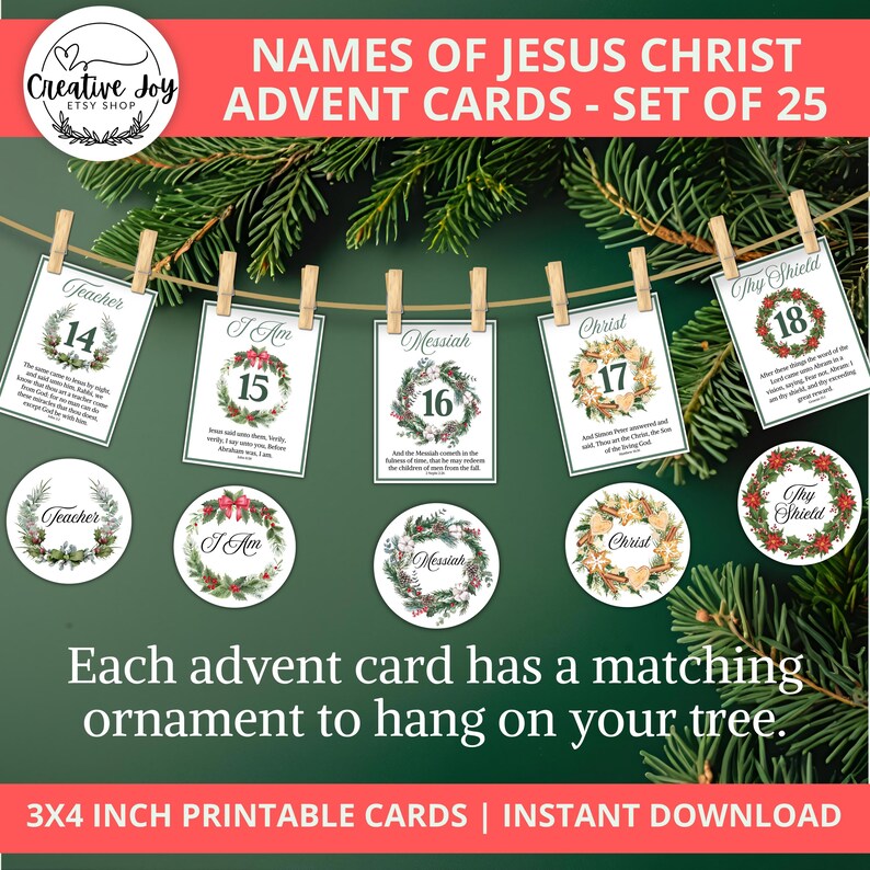 25 Names of Christ Advent Cards With Matching Ornaments | Printable ...
