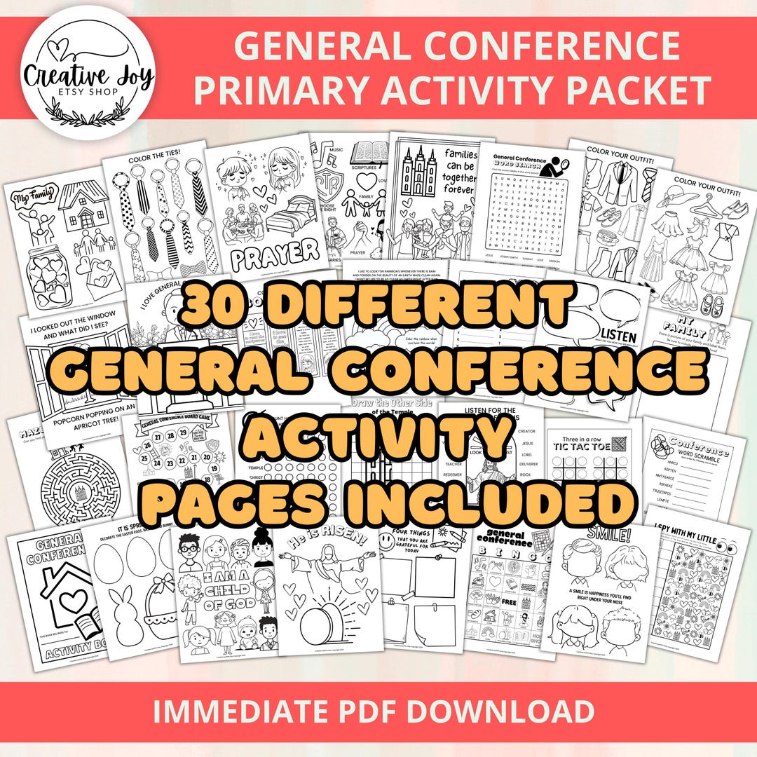 Primary General Conference Packet 2025 | 30 Fun LDS Activities for Kids ...