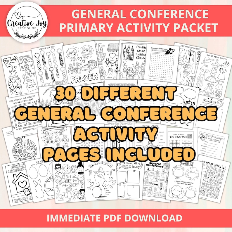 Primary General Conference Packet | 30 Fun LDS Activities for Kids With ...