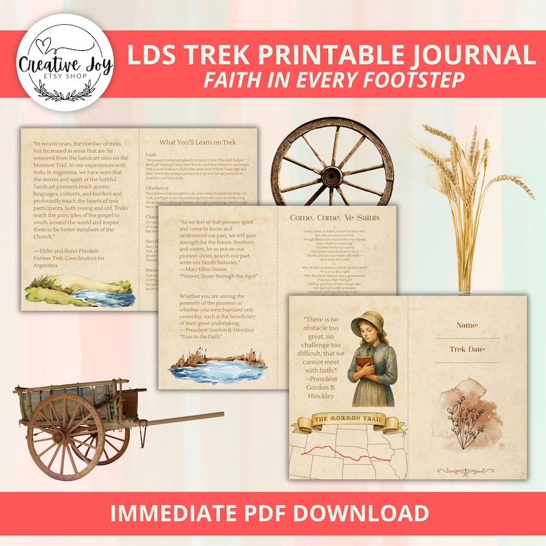 LDS Trek Journal Printable | Pioneer Handcart Trek | Faith Quotes ...