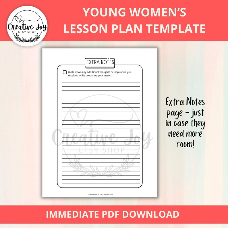 Young Women Lesson Plan Template | Come Follow Me | LDS Lesson Planning ...