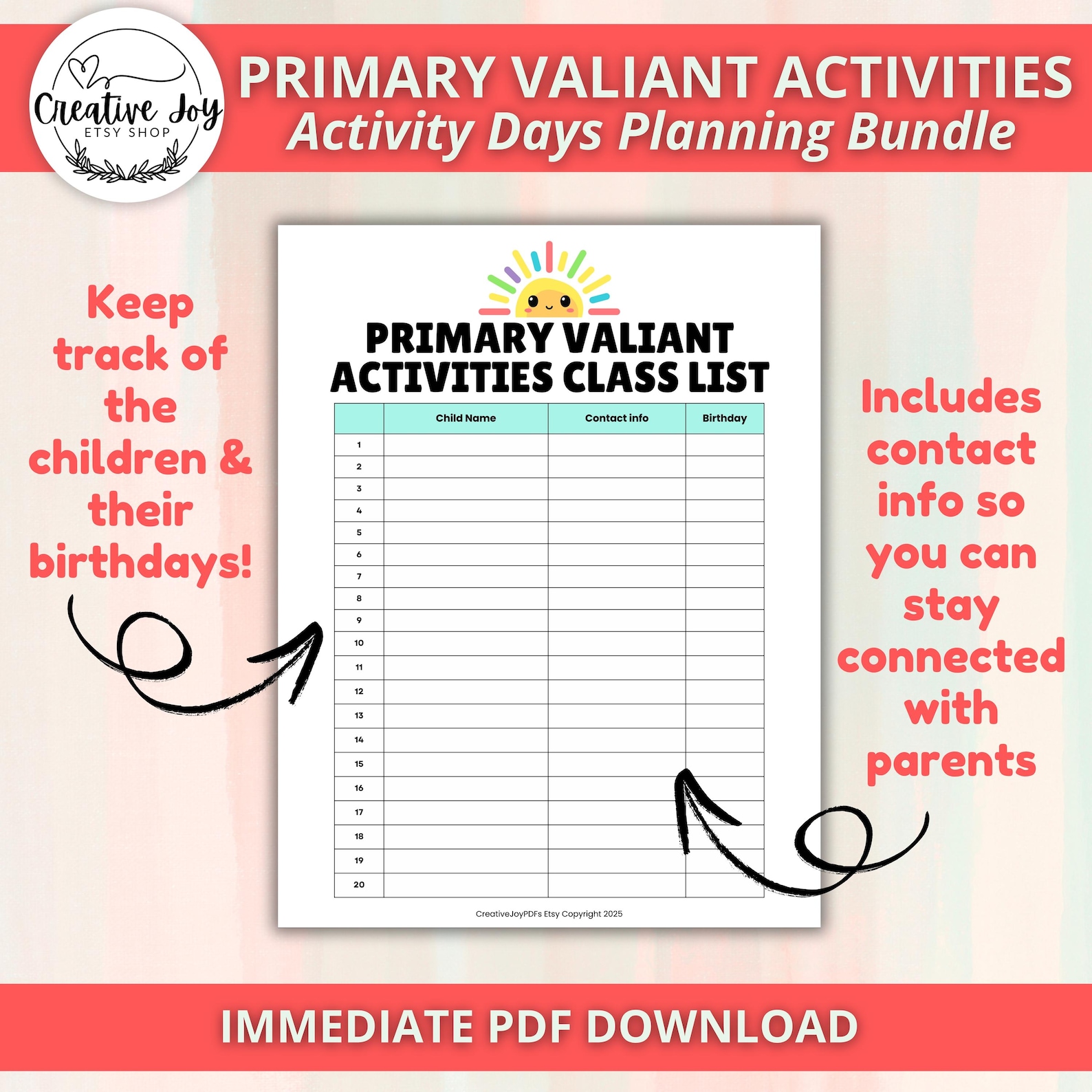 Primary Valiant Activities Printables | LDS Activity Days Planner ...