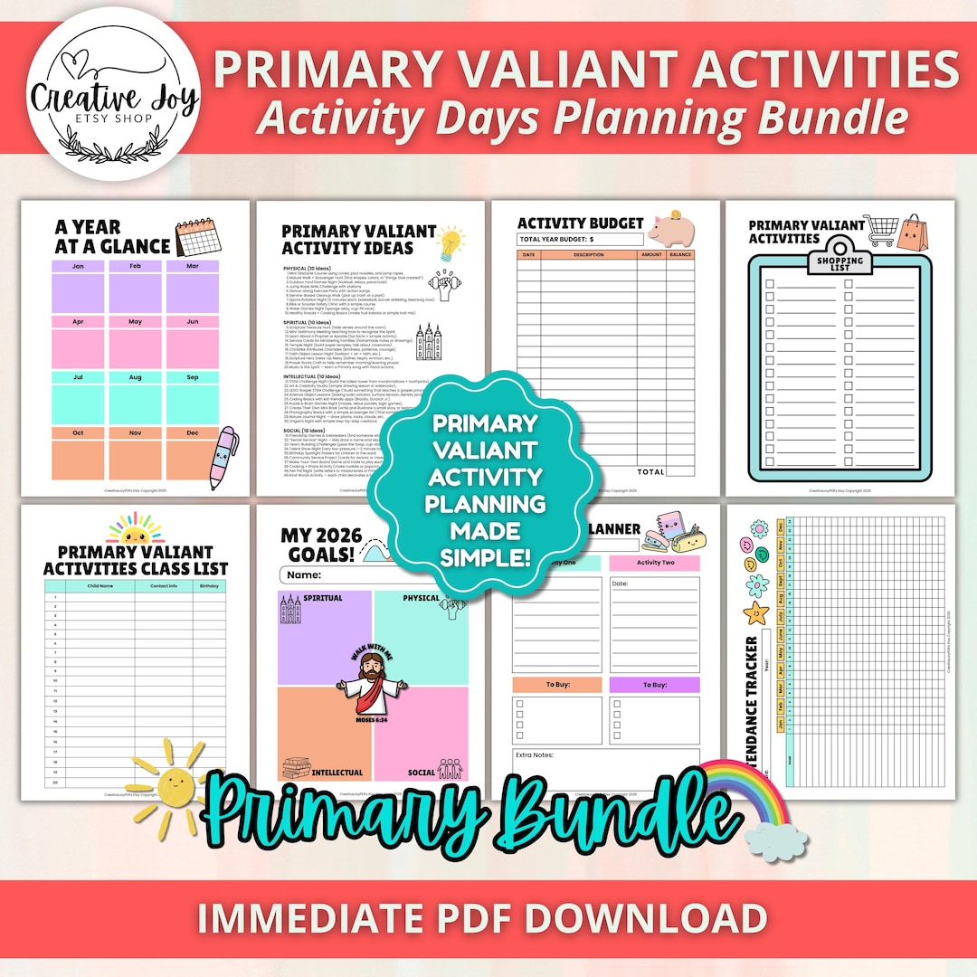 Primary Valiant Activities Printables | LDS Activity Days Planner ...
