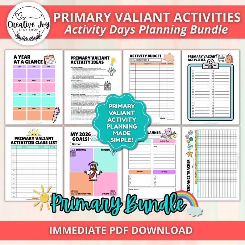 Primary Valiant Activities Printables | LDS Activity Days Planner ...