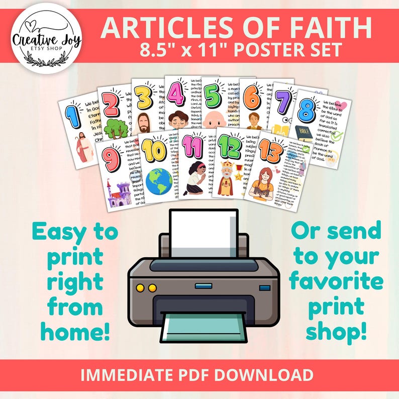 LDS Article of Faith Posters | Memorization Visual Aids | Primary ...