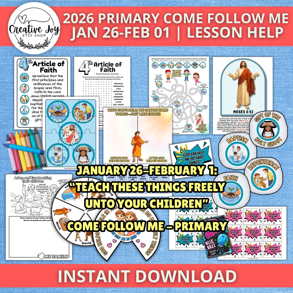 2026 Primary Come Follow Me Lesson Help Jan 26–feb 1 | Genesis 5, Moses ...
