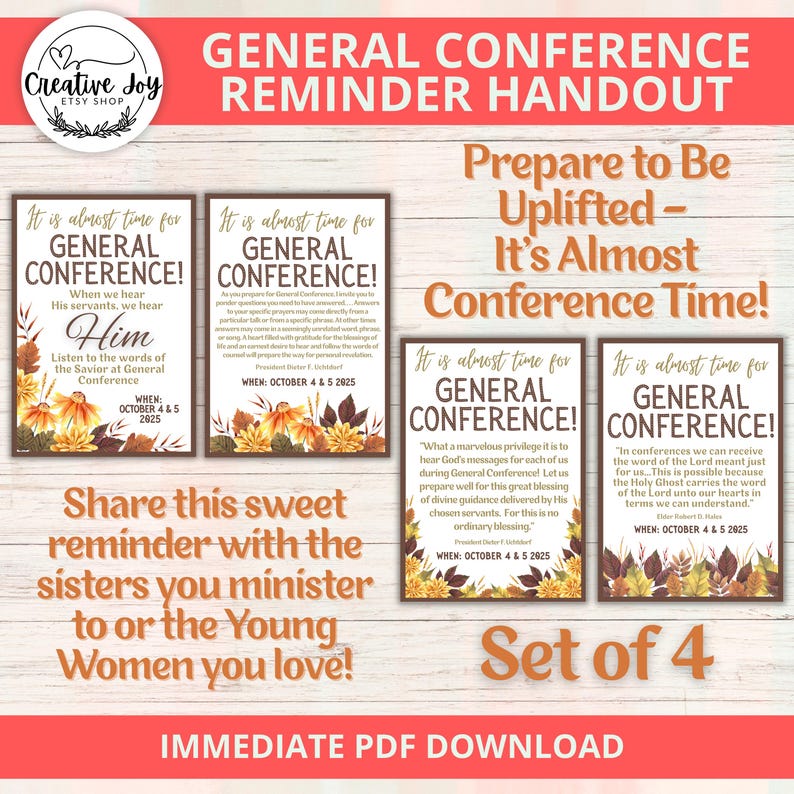 LDS General Conference Reminder Handout October 2025 | Set of 4 ...