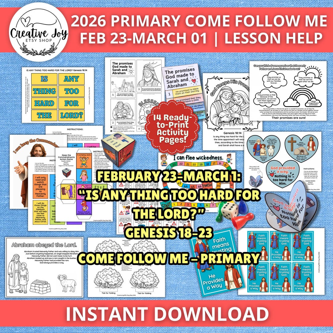 2026 Primary Come Follow Me | Feb 23–march 1 Lesson Help | Genesis 18 ...