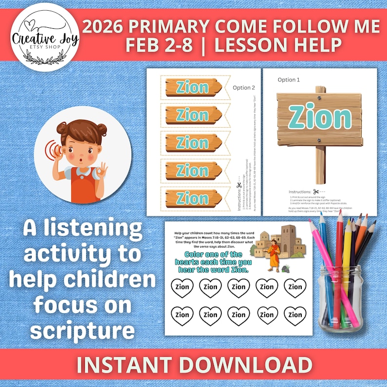 2026 Come Follow Me Primary Lesson Helps | Feb 2–8 | Moses 7 | Zion One ...