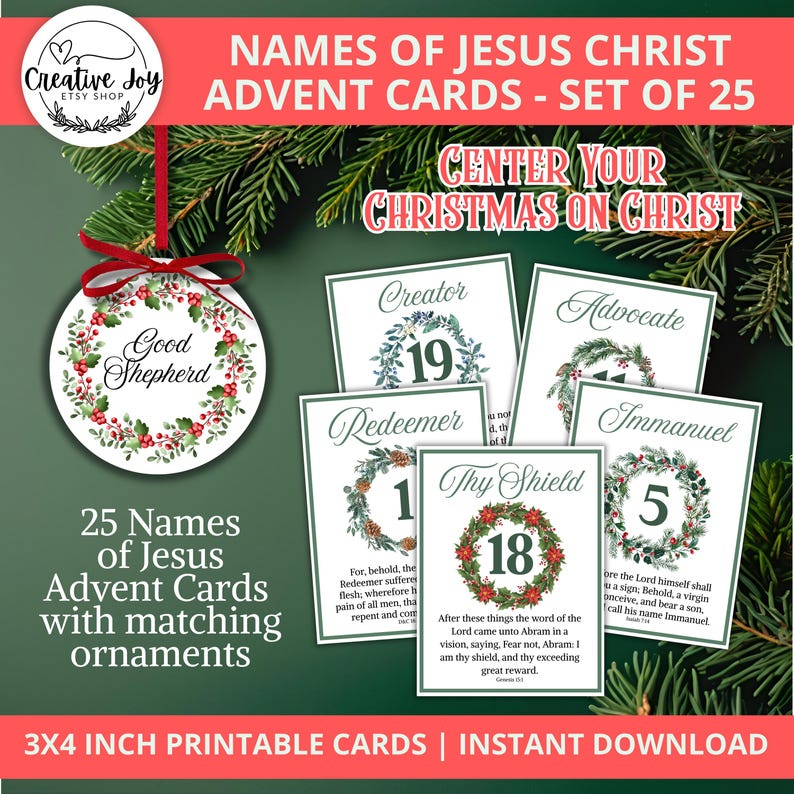 25 Names of Christ Advent Cards With Matching Ornaments | Printable ...