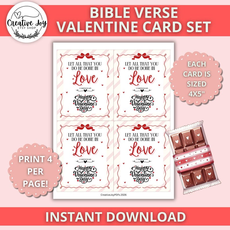 Bible Verse Valentine Cards Printable | LDS Christian Valentine Cards ...
