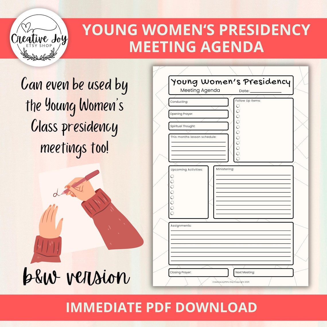 Young Women's Leader Meeting Agenda | LDS Young Women’s Presidency ...