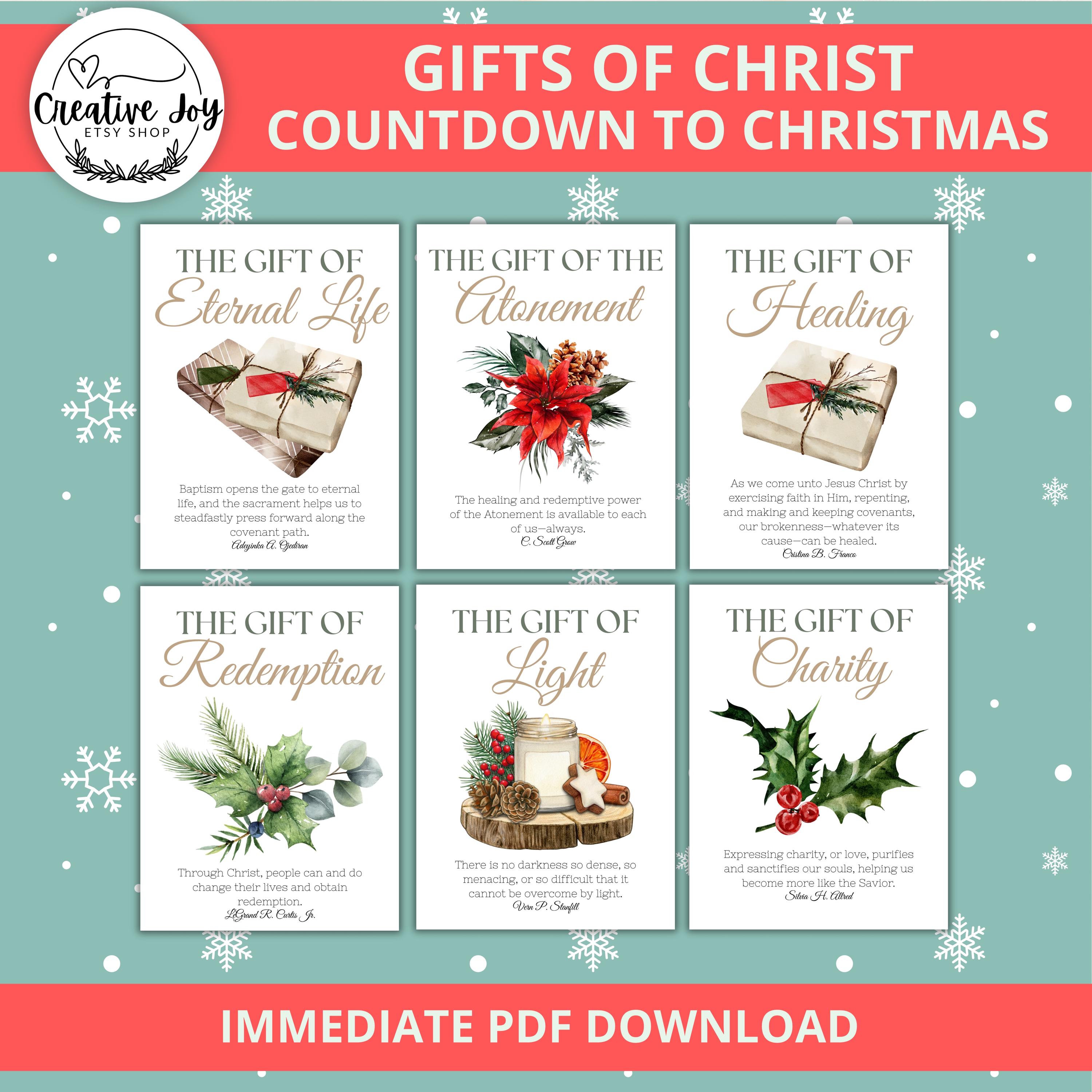 Gifts of Christ Christmas Countdown Cards | 30 Printable Cards ...