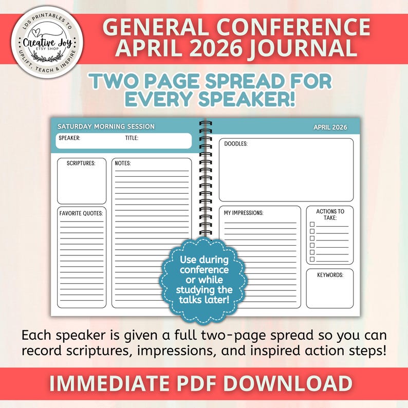 April 2026 General Conference Journal | LDS Conference Notebook ...