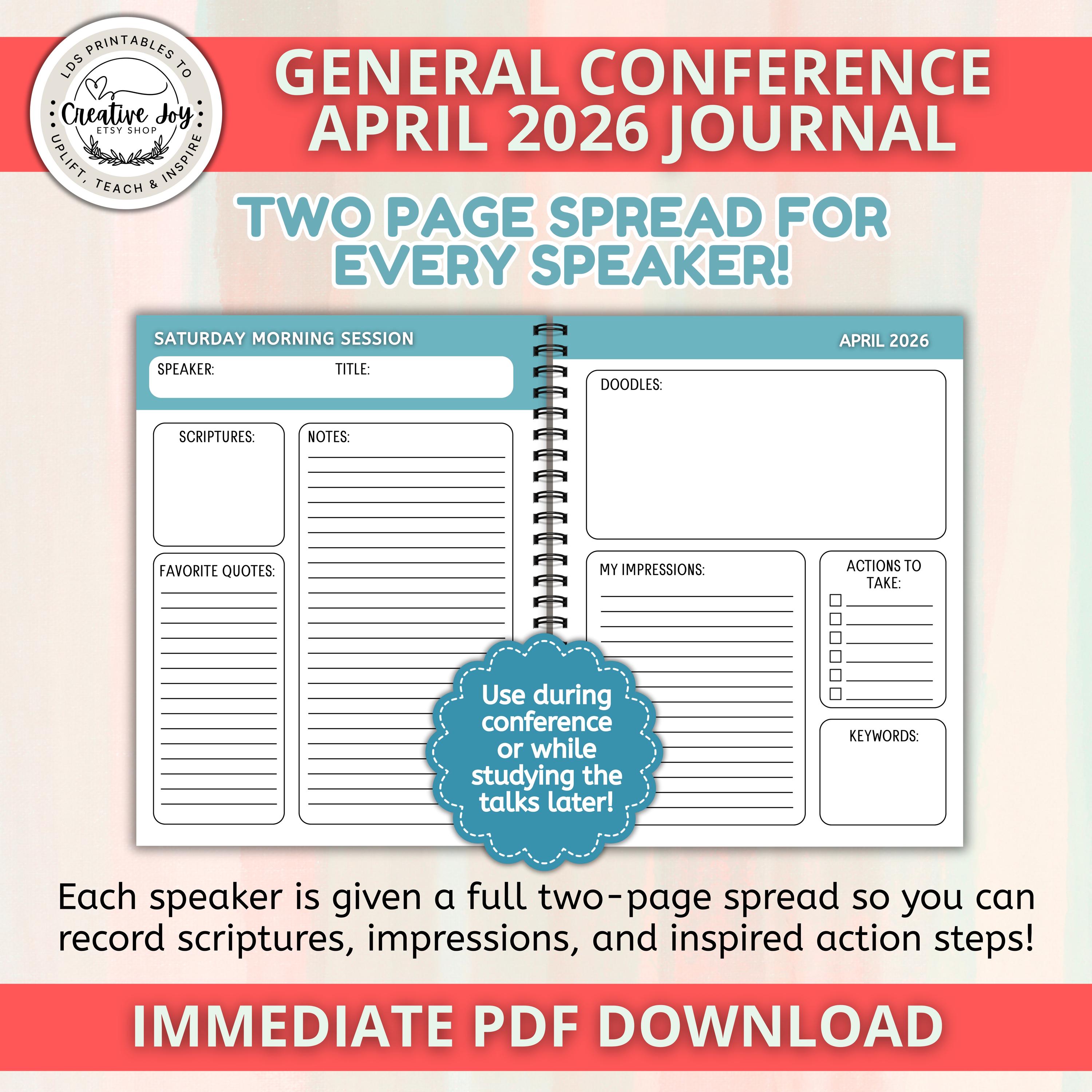 April 2026 General Conference Journal | LDS Conference Notebook ...