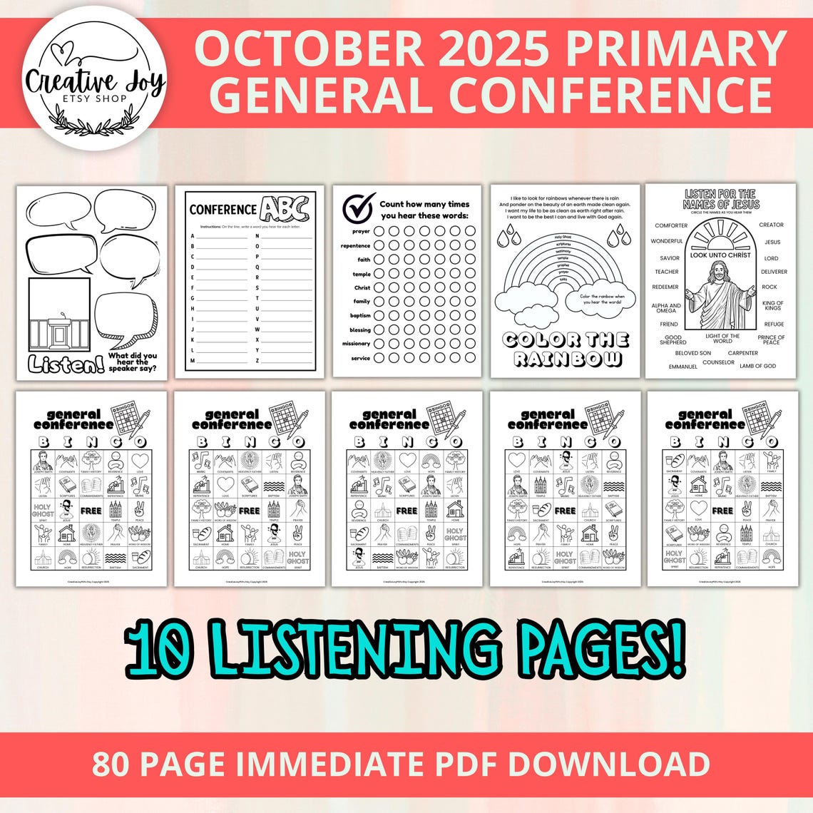 Primary LDS General Conference Packet October Fall | 80 Fun Activities ...