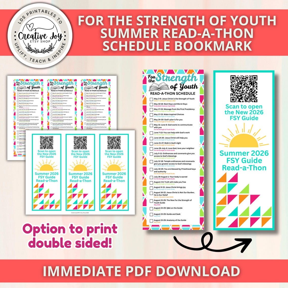 FSY 2026 Read A Thon Schedule Bookmarks | LDS Youth New Guide Schedule ...