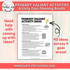 Primary Valiant Activities Printables | LDS Activity Days Planner ...