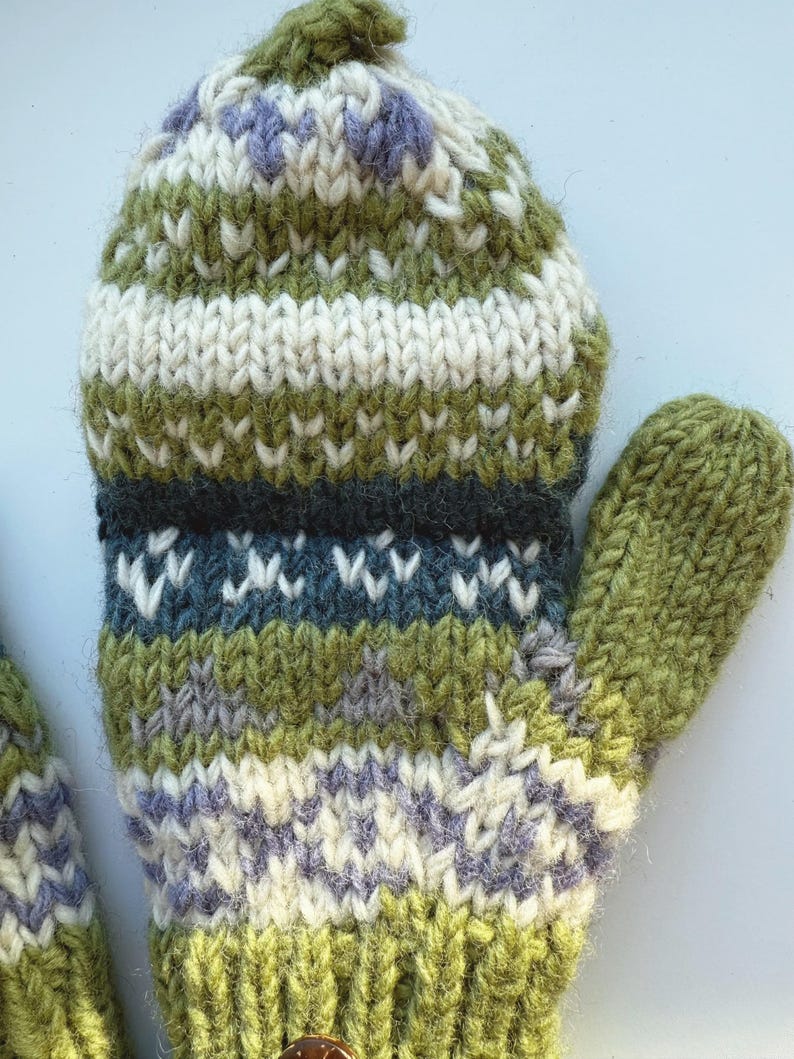 Hand-knitted Wool Mittens, 100% Pure Wool Winter Gloves, Fleece-lined ...