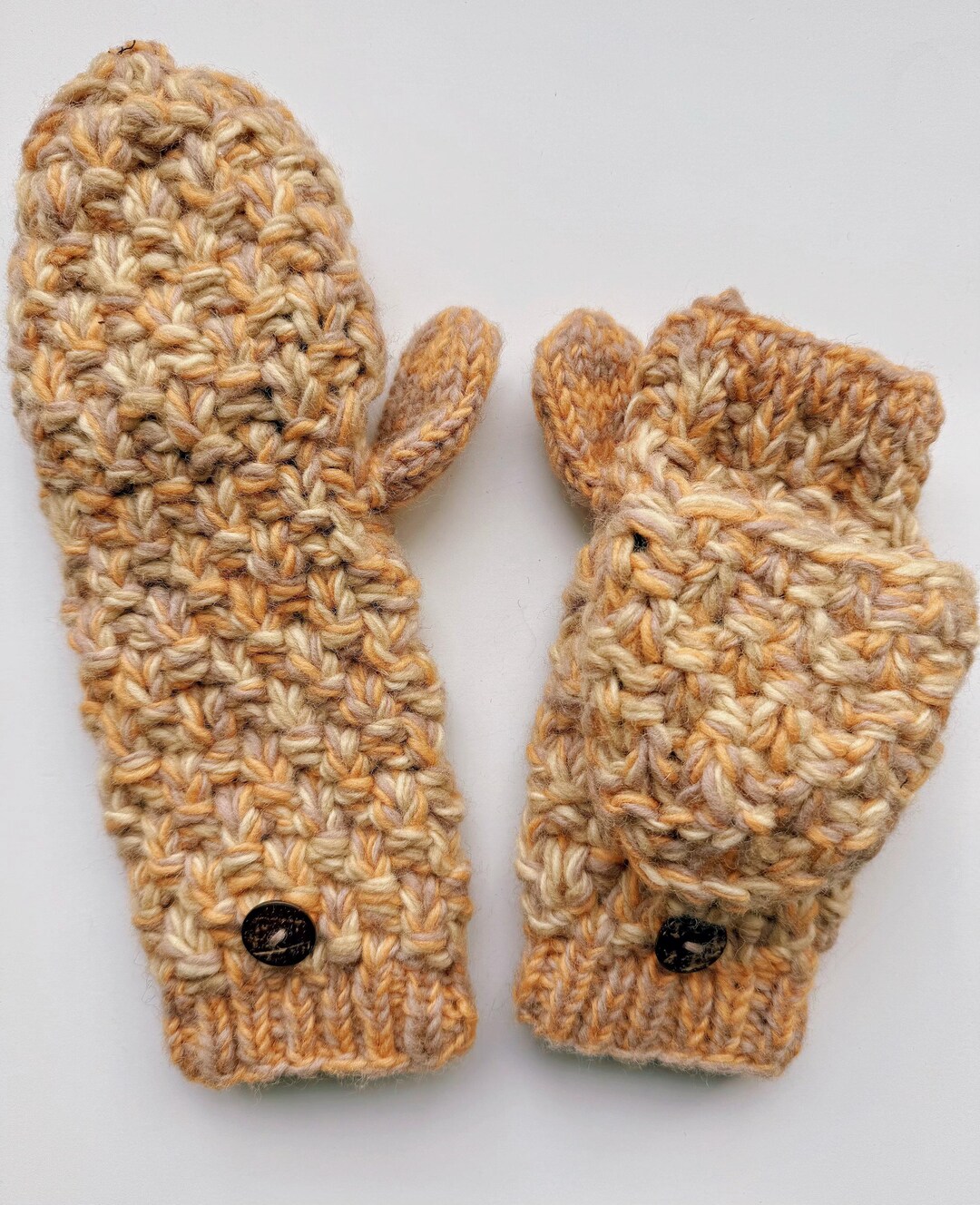 Hand-knitted Wool Mittens, 100% Pure Wool Winter Gloves, Fleece-lined ...