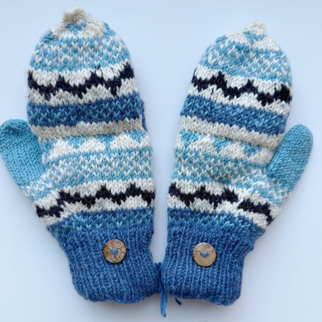 Hand-knitted Wool Mittens, 100% Pure Wool Winter Gloves, Fleece-lined ...