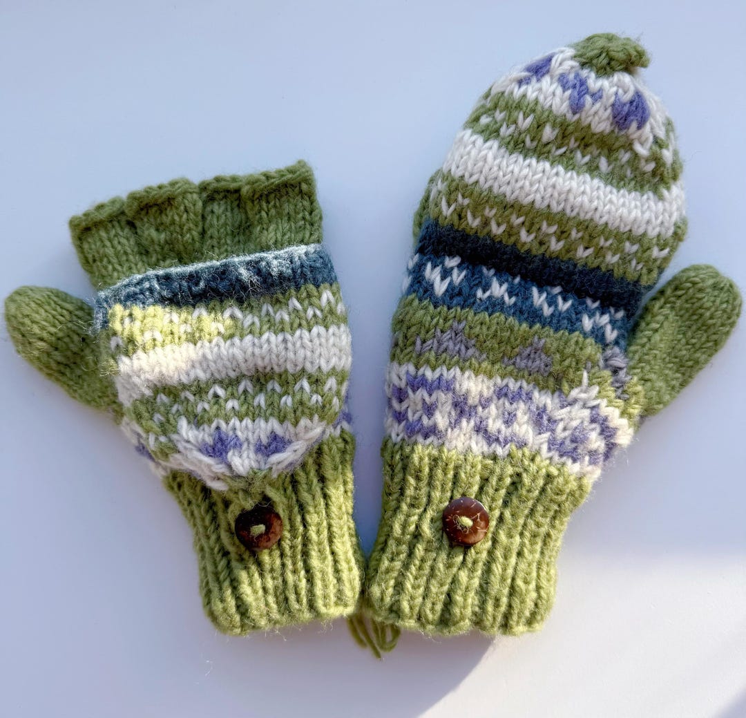 Hand-knitted Wool Mittens, 100% Pure Wool Winter Gloves, Fleece-lined ...