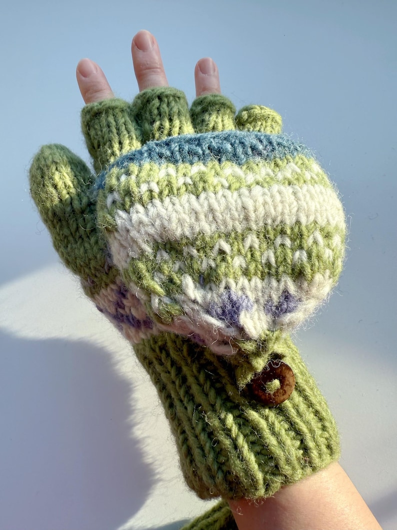 Hand-knitted Wool Mittens, 100% Pure Wool Winter Gloves, Fleece-lined ...