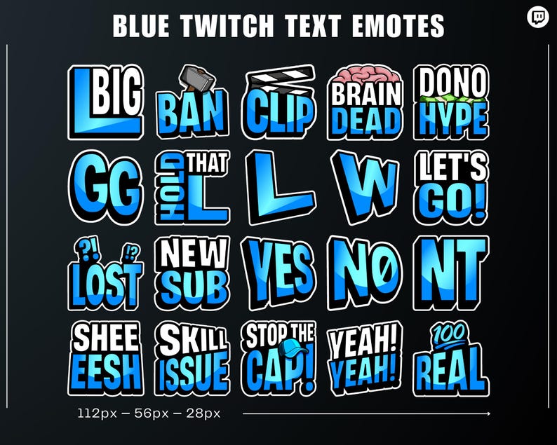 20x Blue Twitch Emotes / Text Emotes #1 | Emotes for Twitch - Discord ...