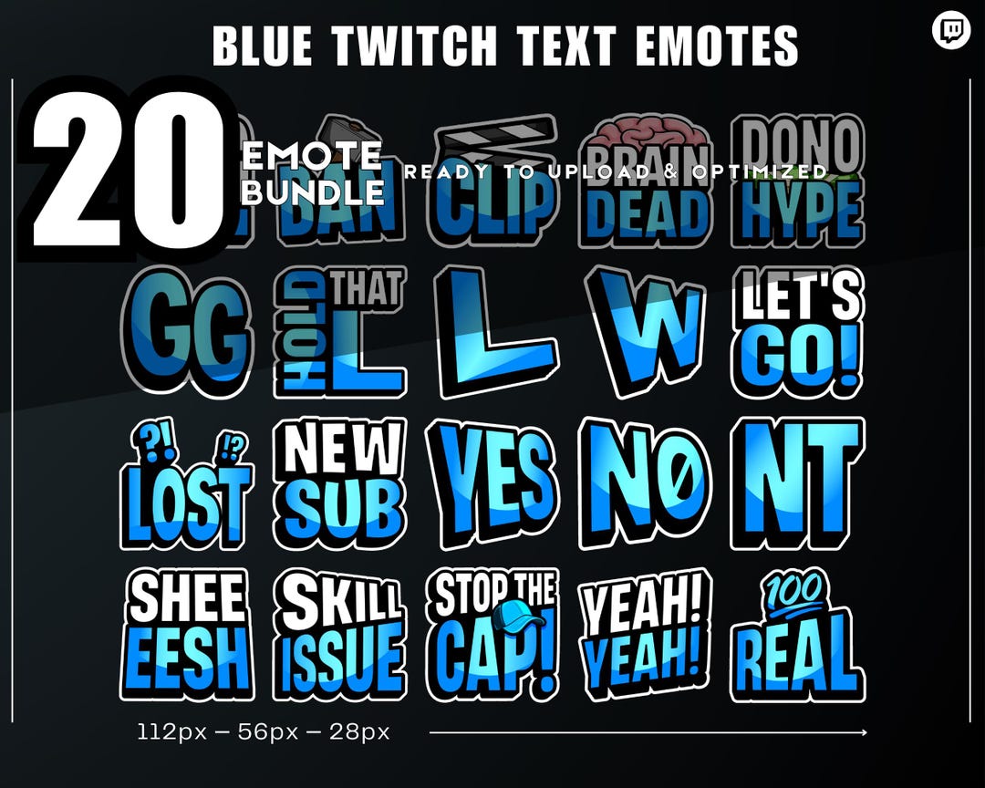 20x Blue Twitch Emotes / Text Emotes #1 | Emotes for Twitch - Discord ...