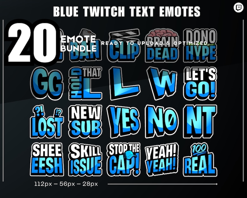 20x Blue Twitch Emotes / Text Emotes #1 | Emotes for Twitch - Discord ...