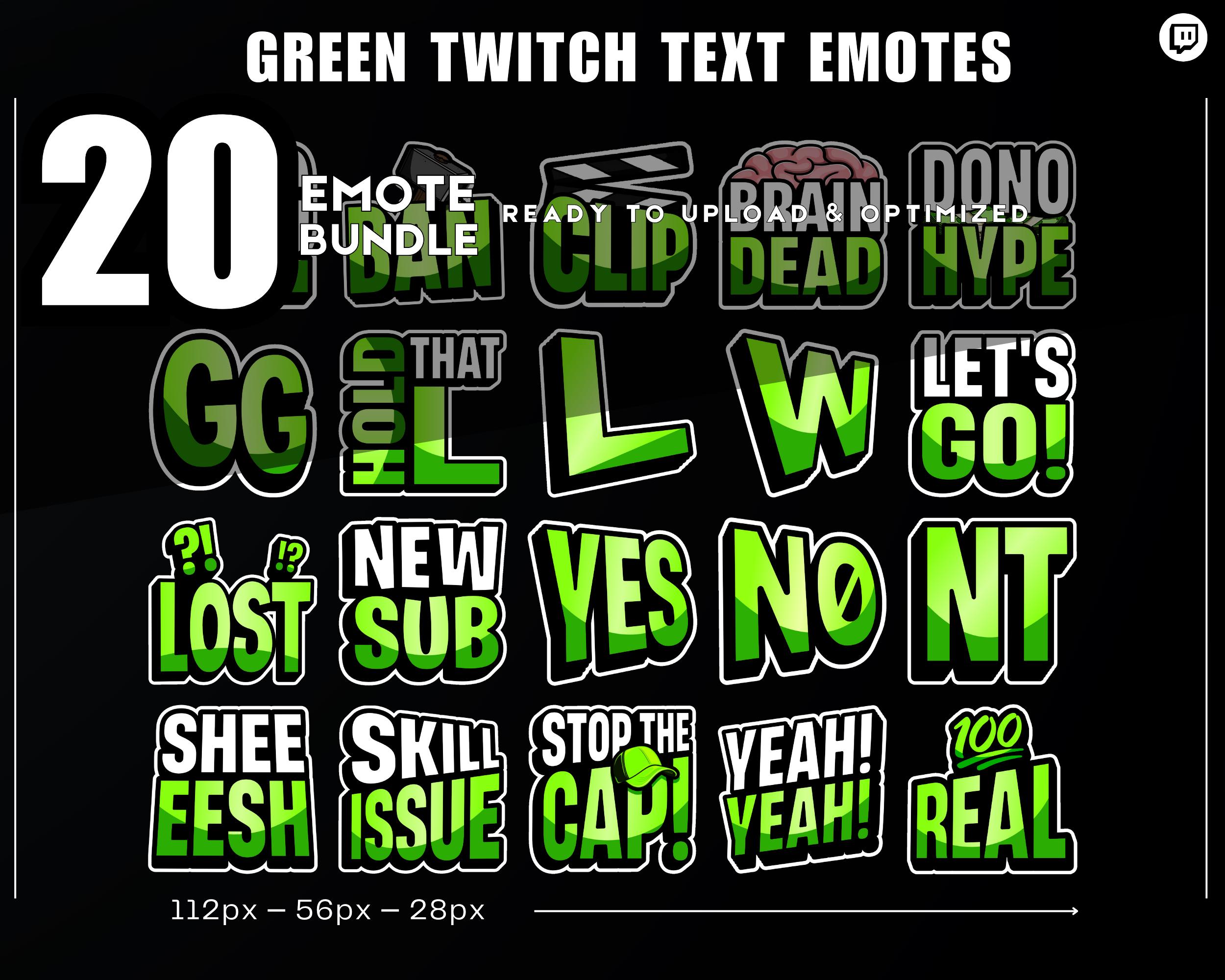 20 Green Twitch Text Emotes Bundle | Instant Download | Easy to Read - Etsy