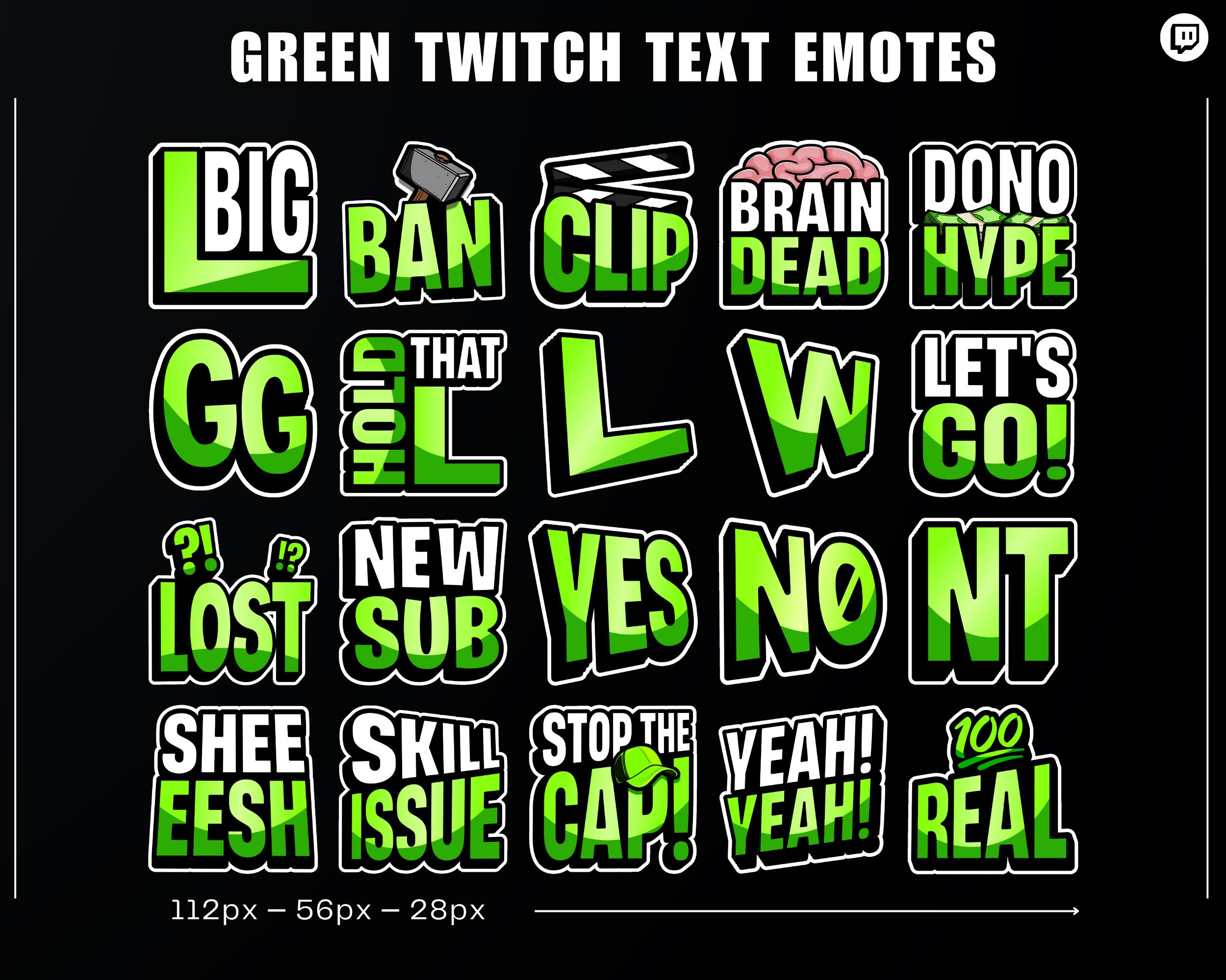 20 Green Twitch Text Emotes Bundle | Instant Download | Easy to Read - Etsy