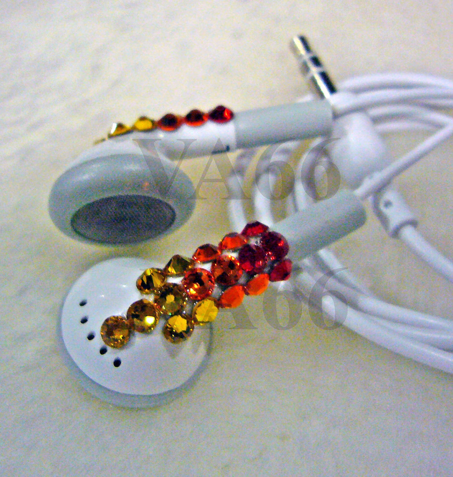 Bling Bling Studded White Ear Buds Fire Colors Swarovski Flatback Studs ...