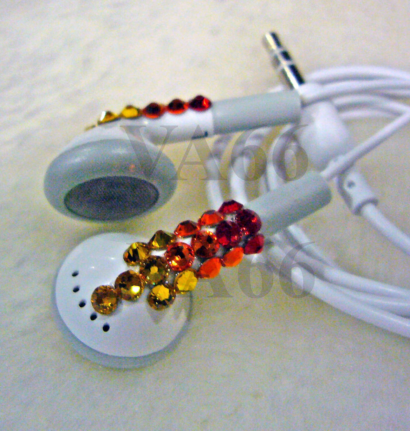 Bling Bling Studded White Ear Buds Fire Colors Swarovski Flatback Studs ...