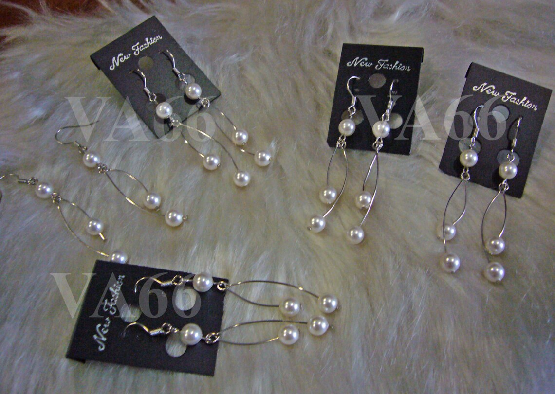 Handmade Swarovski Crystal Long Curvy Chandelier Earrings Pearl U ...