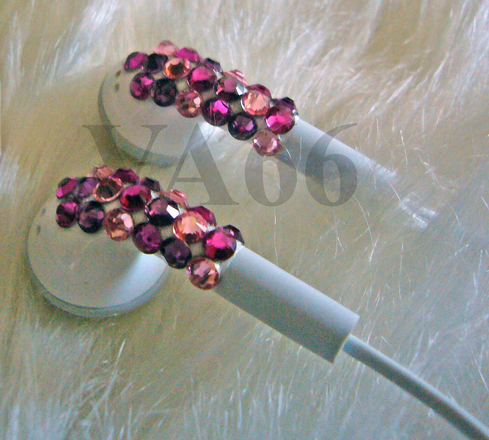 Bling Bling Studded White Ear Buds Pink N Purple Swarovski Flatback ...