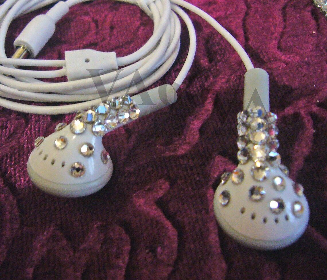 Bling Bling Studded White Ear Buds Swarovski Flatback Studs on Ear ...