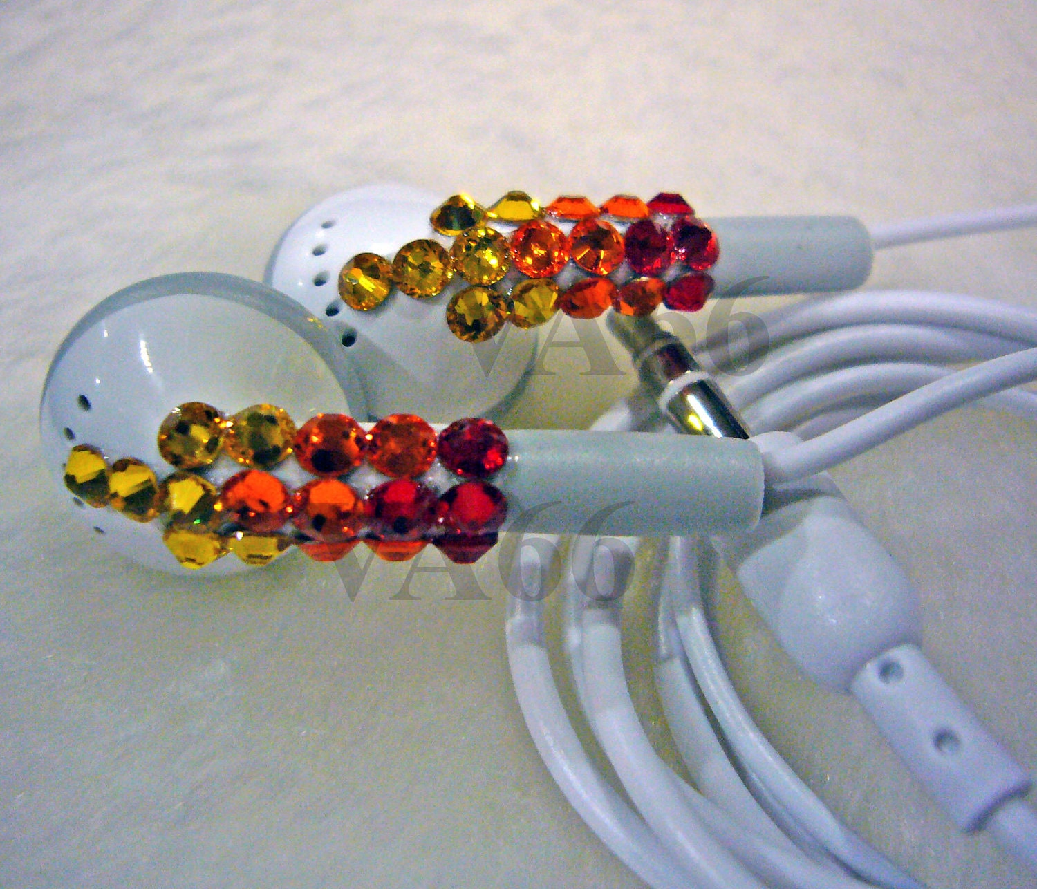 Bling Bling Studded White Ear Buds Fire Colors Swarovski Flatback Studs ...