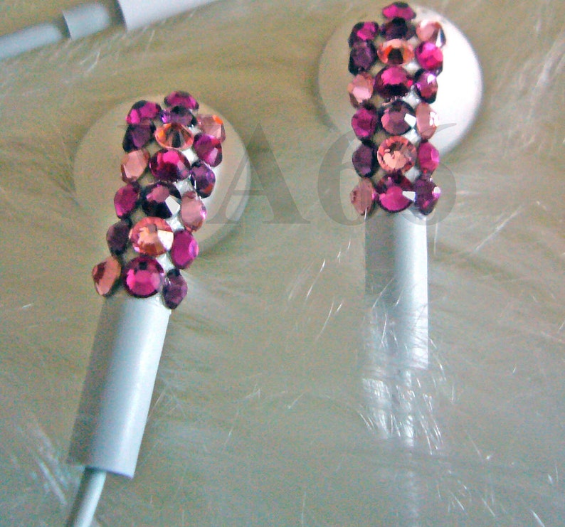 Bling Bling Studded White Ear Buds Pink N Purple Swarovski Flatback ...