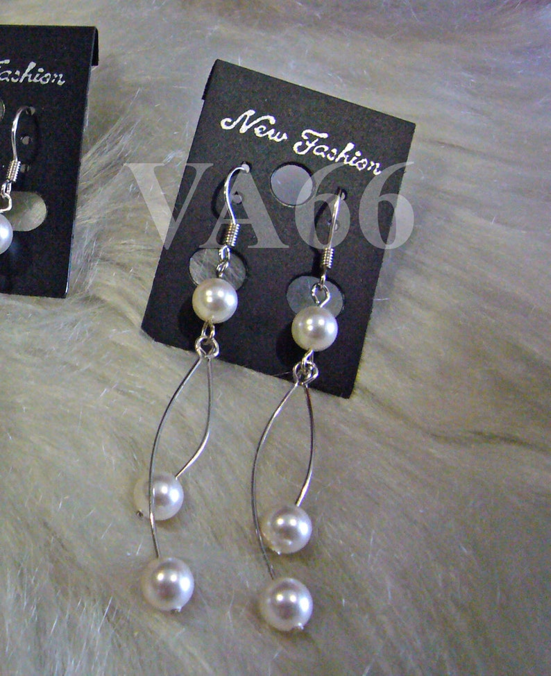 Handmade Swarovski Crystal Long Curvy Chandelier Earrings Pearl U ...