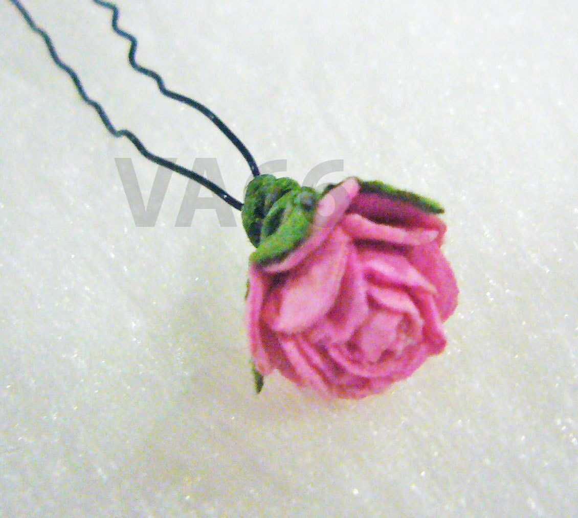 Flower Pink Rose Bridal Hair Pins U Pins Hair Accessories Hair Pins ...