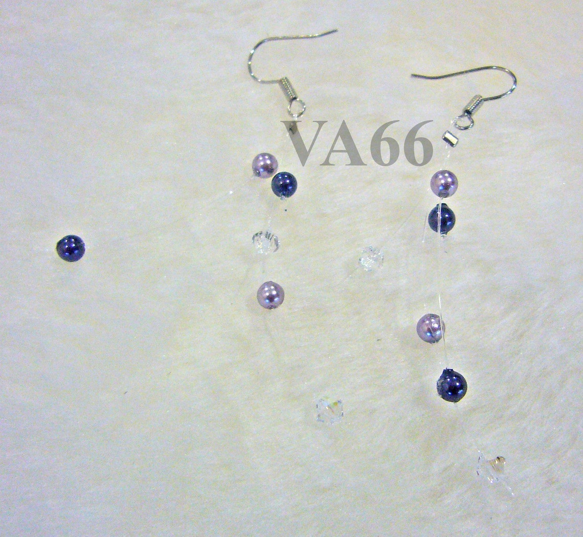 Illusion Earrings Wisps of Floating Crystals N Pearls in the Air Many ...