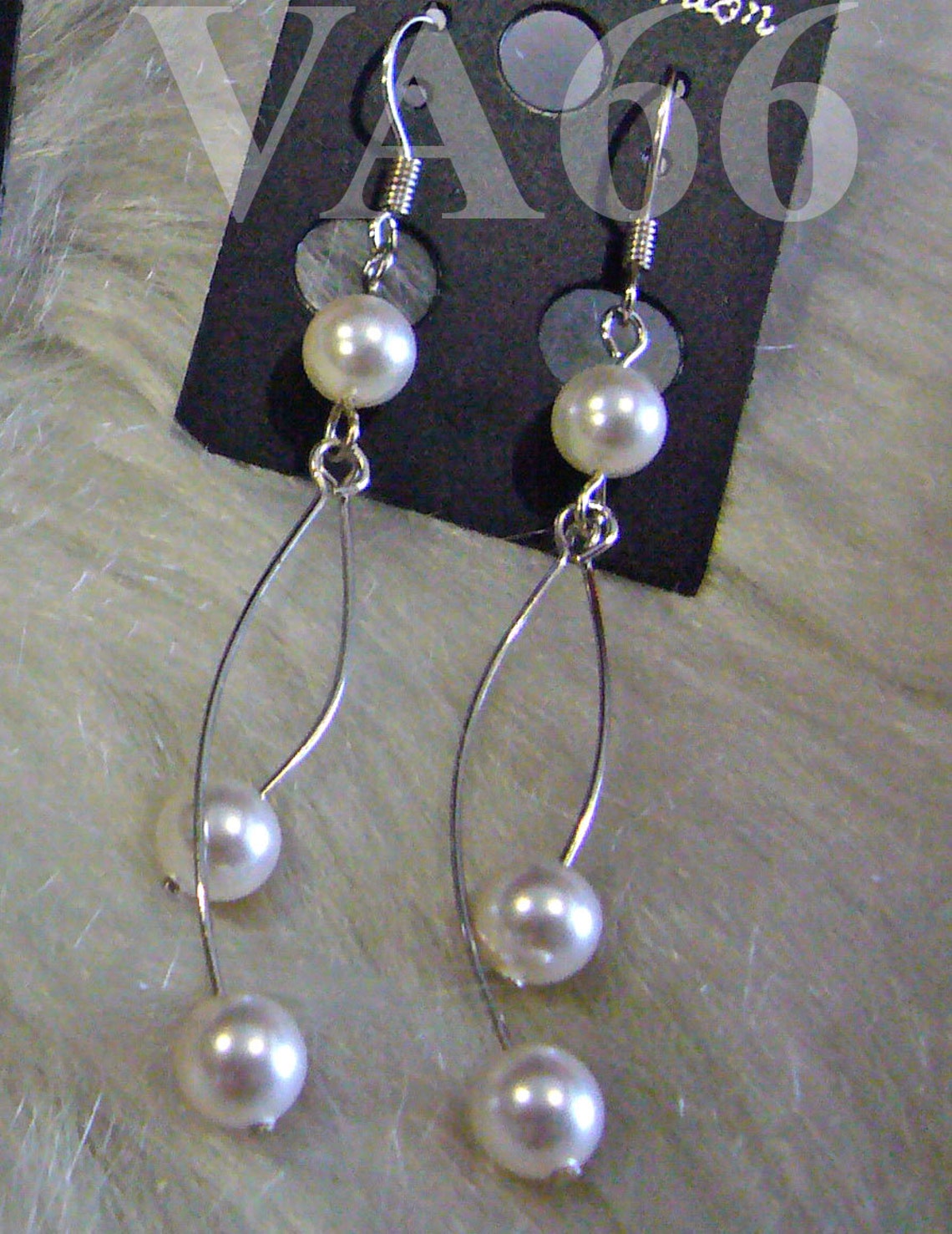 Handmade Swarovski Crystal Long Curvy Chandelier Earrings Pearl U ...