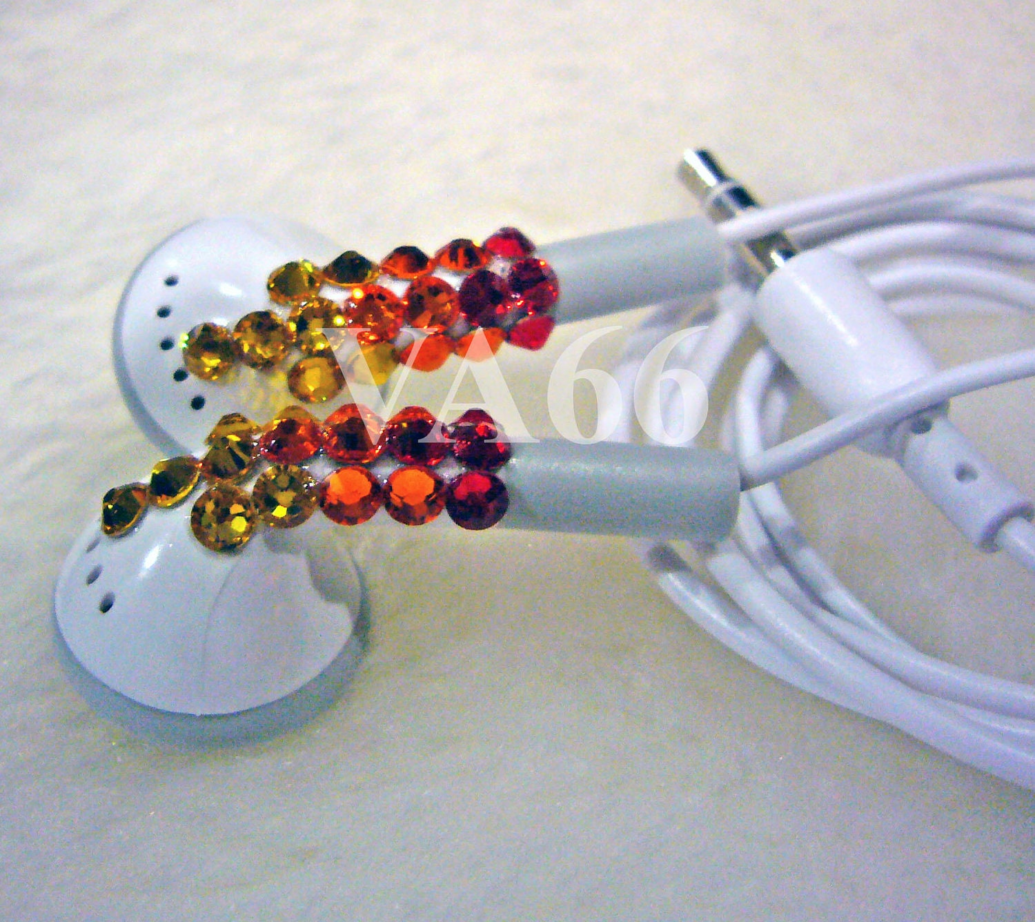 Bling Bling Studded White Ear Buds Fire Colors Swarovski Flatback Studs ...