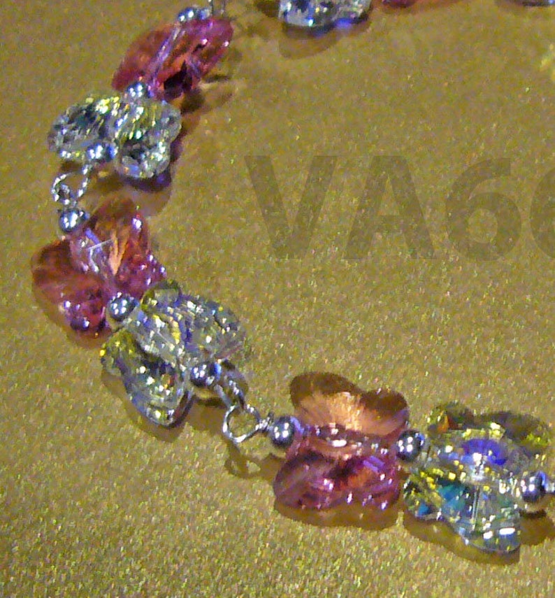 Pink Wire Wrapped 925 Sterling Silver Swarovski Crystal Bridal Bracelet ...