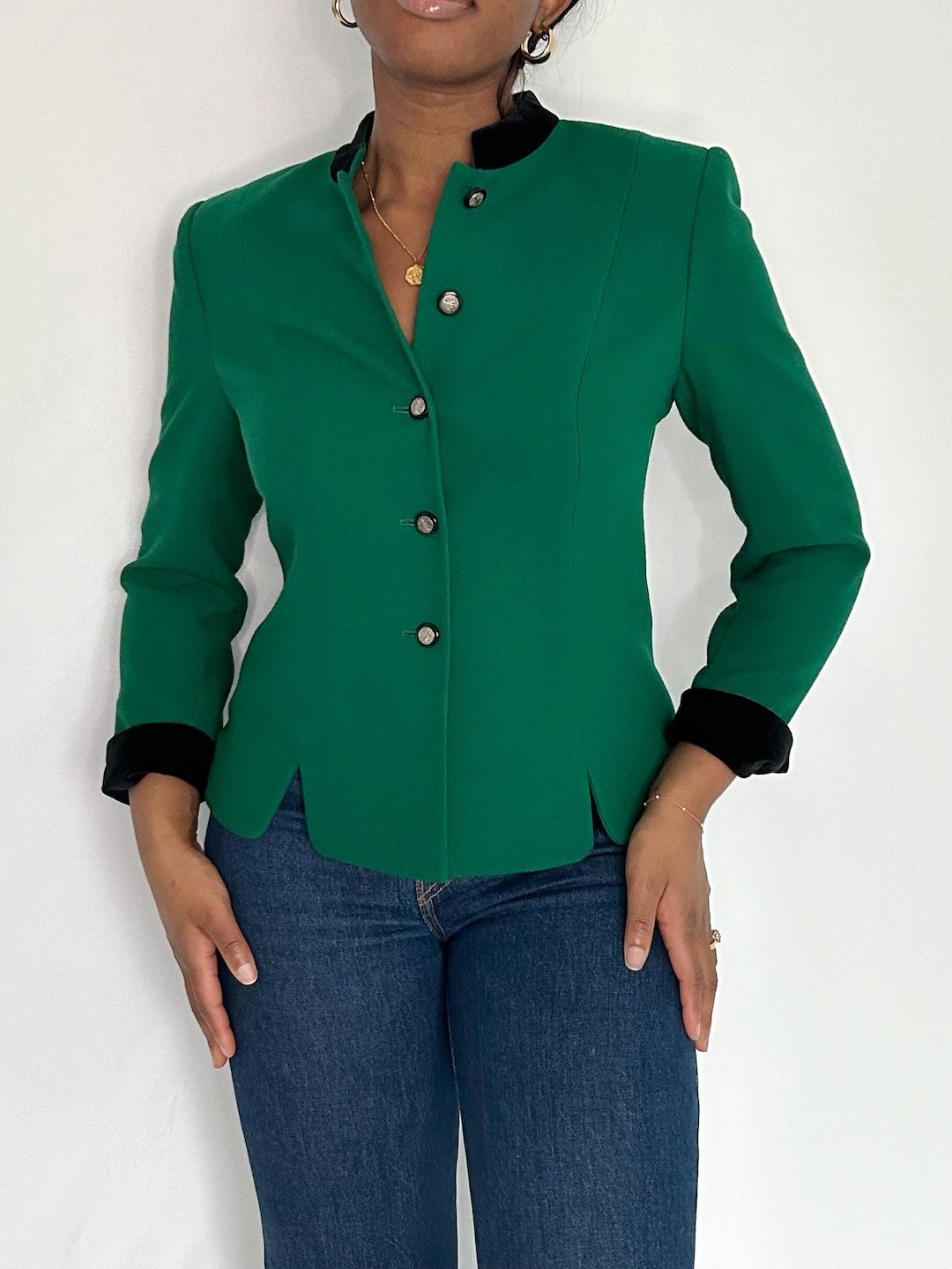 Vintage Green Contrast Blazer - Etsy